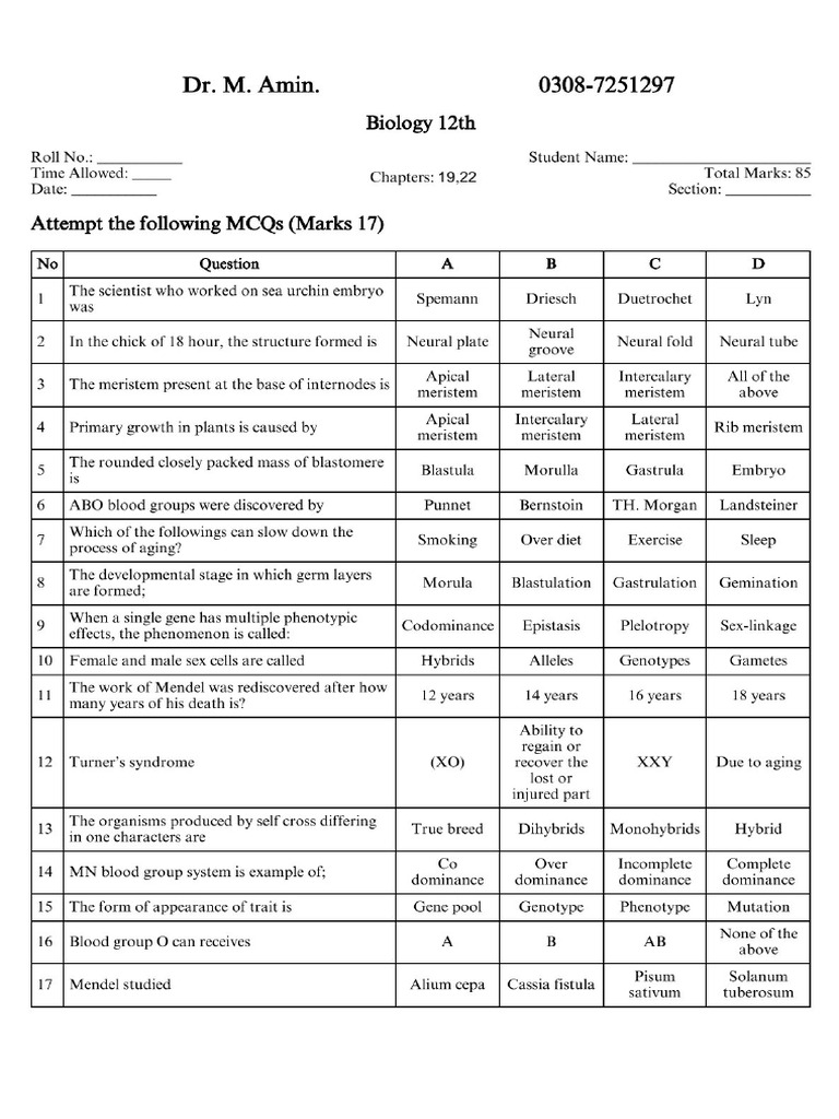 Biology Test #5 | PDF