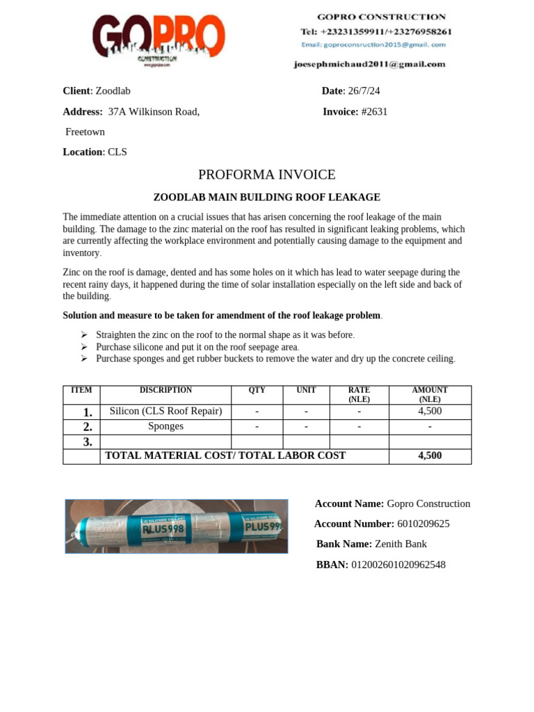 Metro Roof Leakage Spread Sheet | PDF