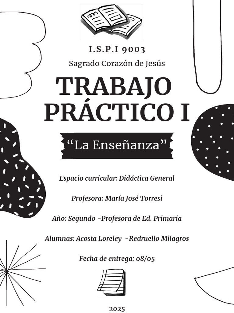 Documento A4 Portada de Proyecto Abstracto Doodle Blanco y Negro | PDF
