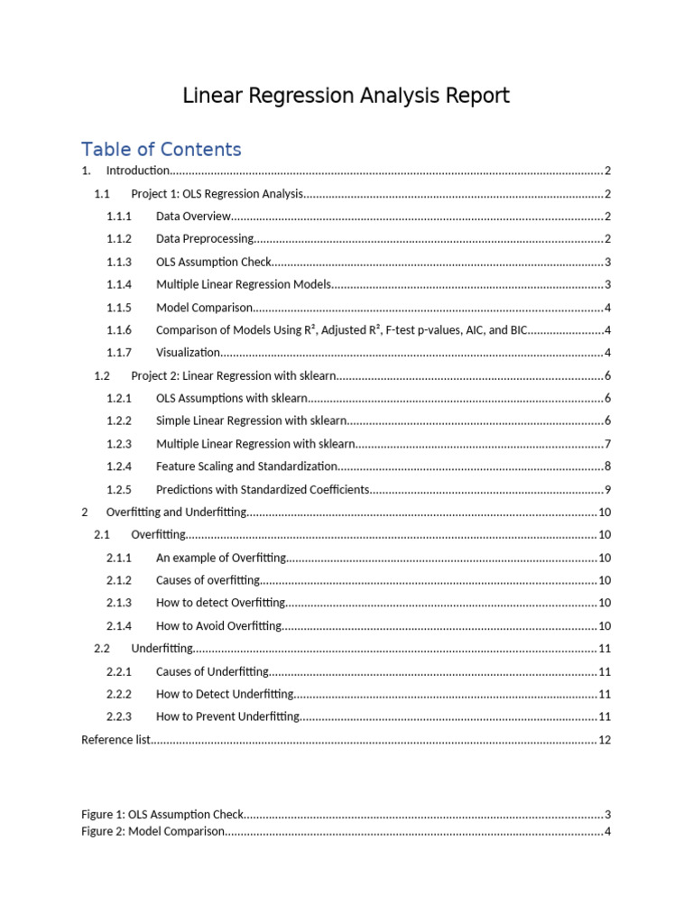 Linear Regression Analysis Report | PDF | Ordinary Least Squares | Linear Regression