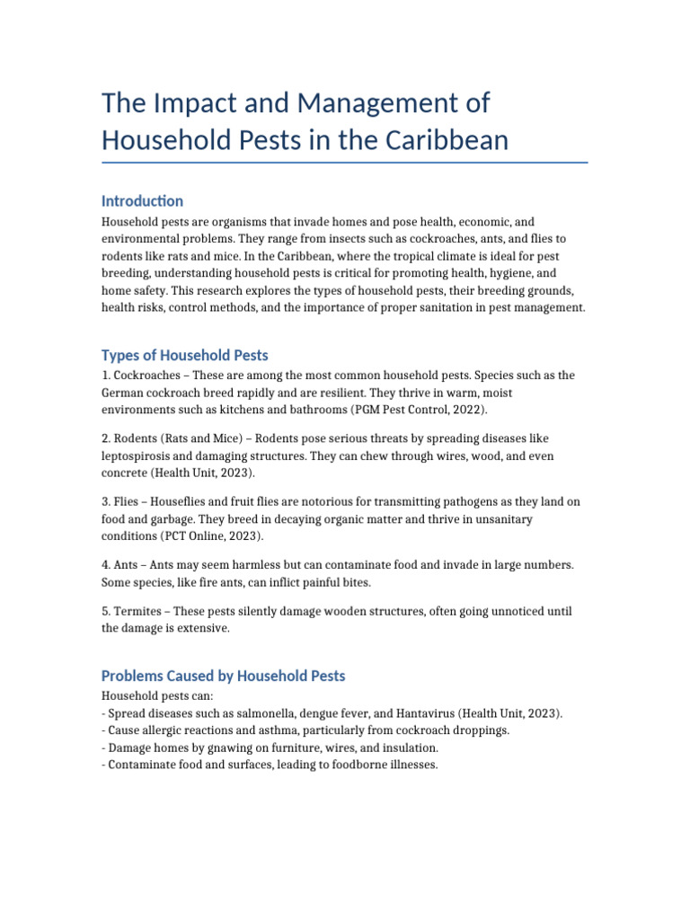 Household Pests CSEC Research | PDF | Pest (Organism) | Pest Control