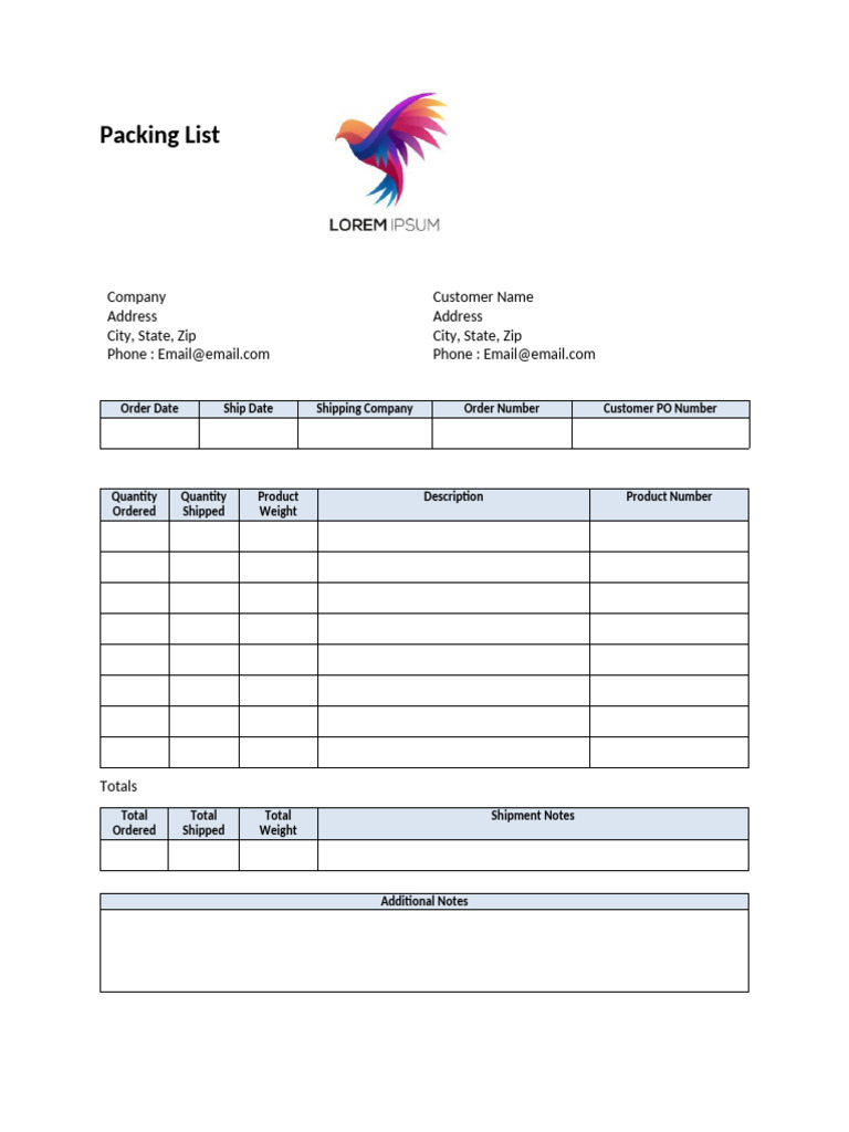 Packing-List-Modelo | PDF