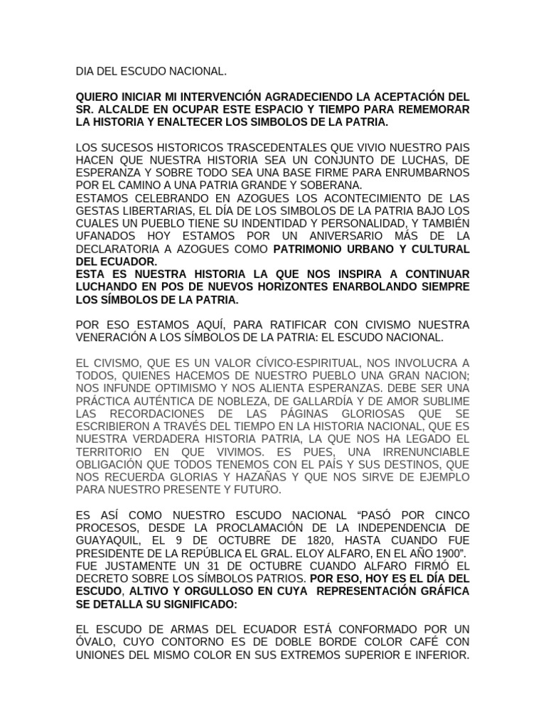 Dia Del Escudo Nacional Azogues Corregido | PDF