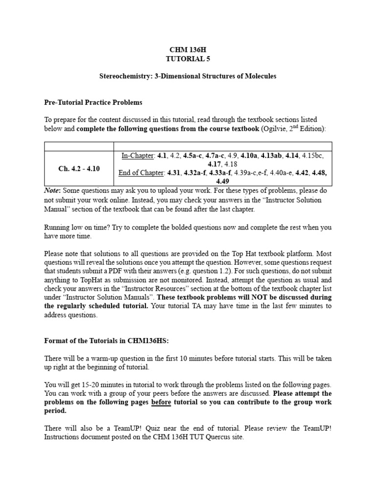 TUT 5 Pre-Problems-1 | PDF | Isomer | Space