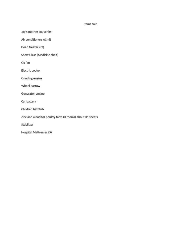Items Sold | PDF