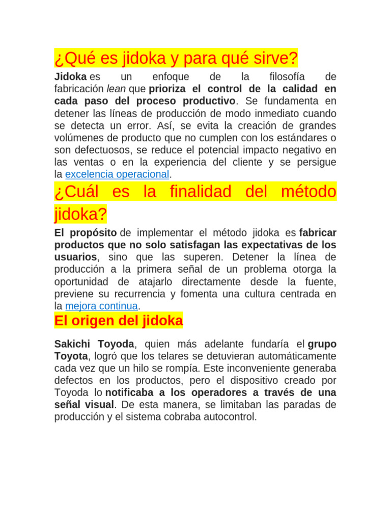 Qué Es Jidoka y para Qué Sirve | PDF | Lean Manufacturing