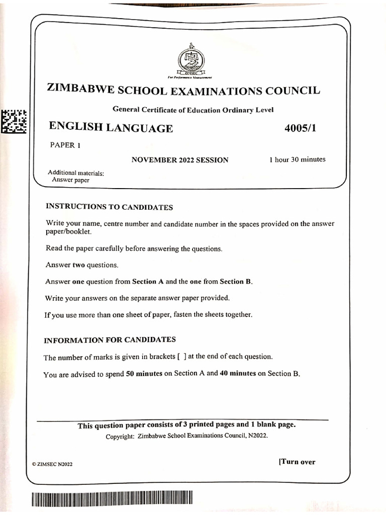 Eng P1 Nov 2022 | PDF