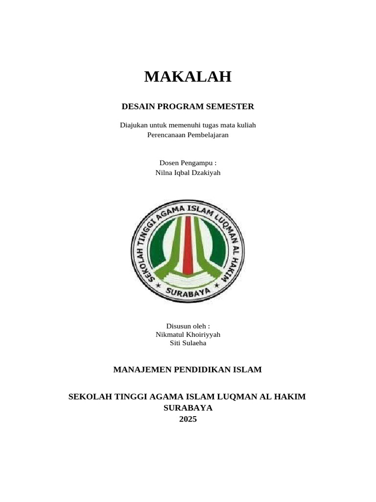 Makalah Kel 6 Desain Program Semester | PDF
