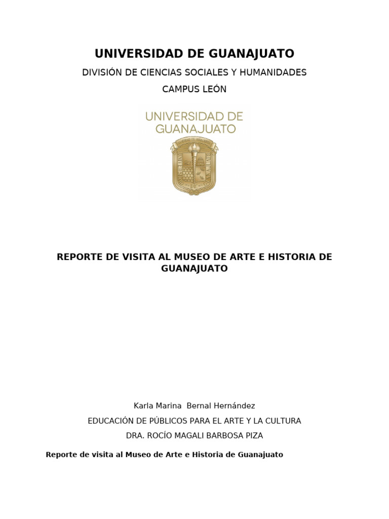 Visita al Museo de Arte e Historia de Guanajuato | PDF | Museo ...