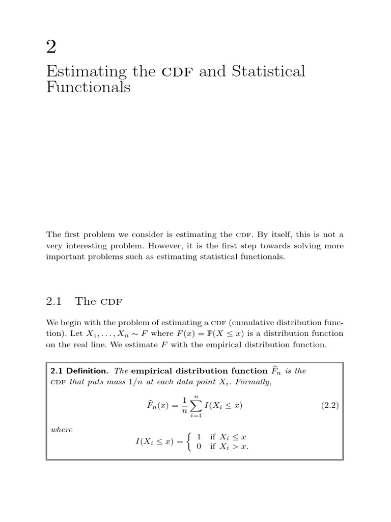 Estimating the CDF and Statistical Functionals | PDF | Estimator | Errors And Residuals