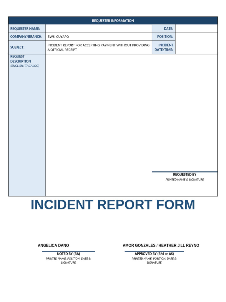 Incident Requester Information | PDF