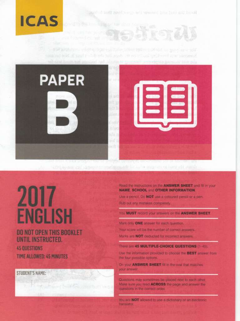 Icas 2017 English Paper B | PDF