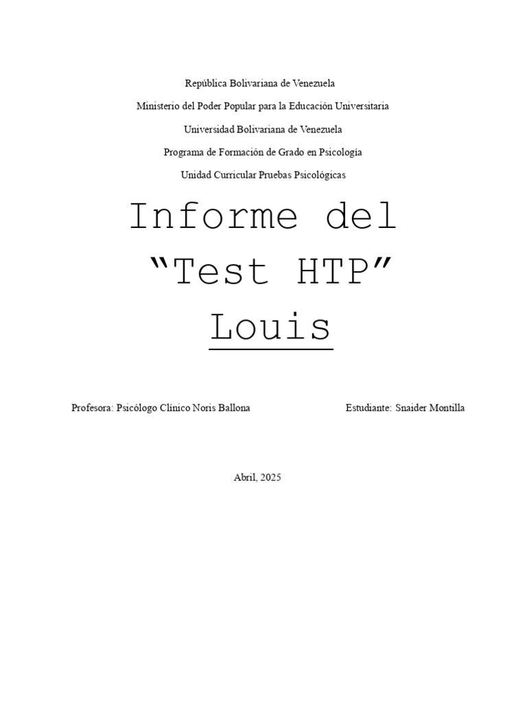 Resultado Test HTP | PDF | Las emociones | Sicología