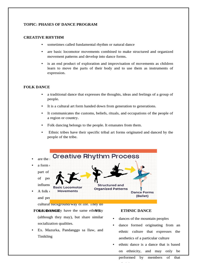 Handouts Phases of Dance | PDF | Dances | Ballroom Dance