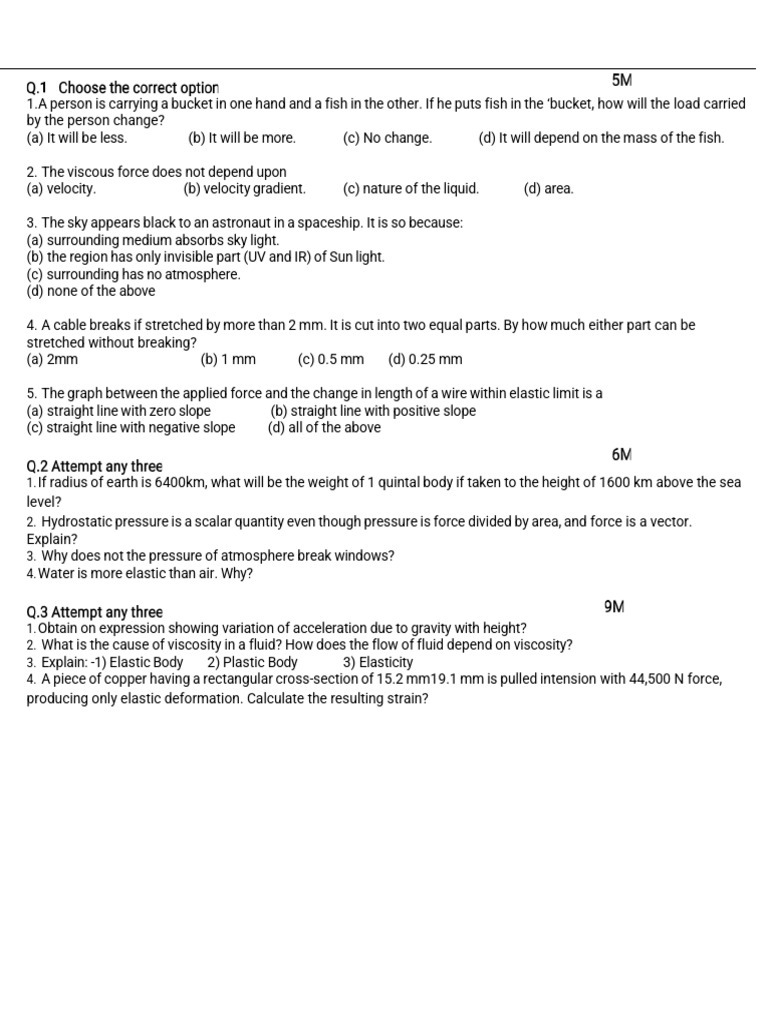 Class 11 Physics Unit Test 2 | PDF