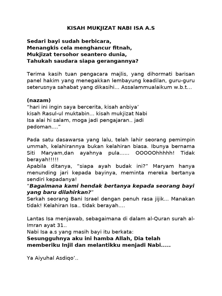 Mukjizat Nabi Isa: Pelajaran Berharga | PDF