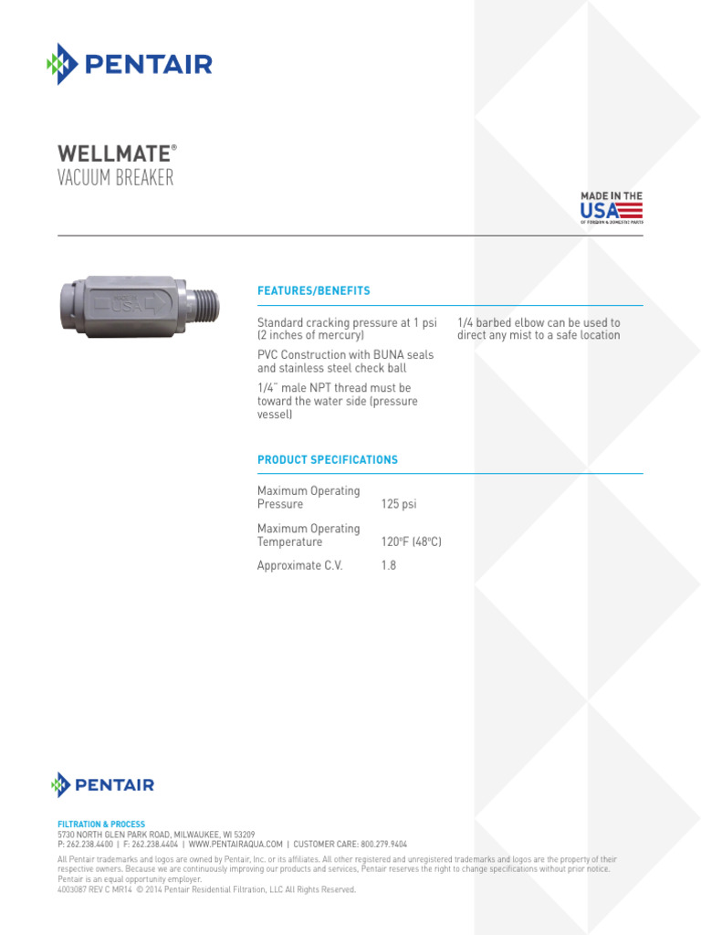 WM Vacuumbreaker Specsheet mr14 | PDF