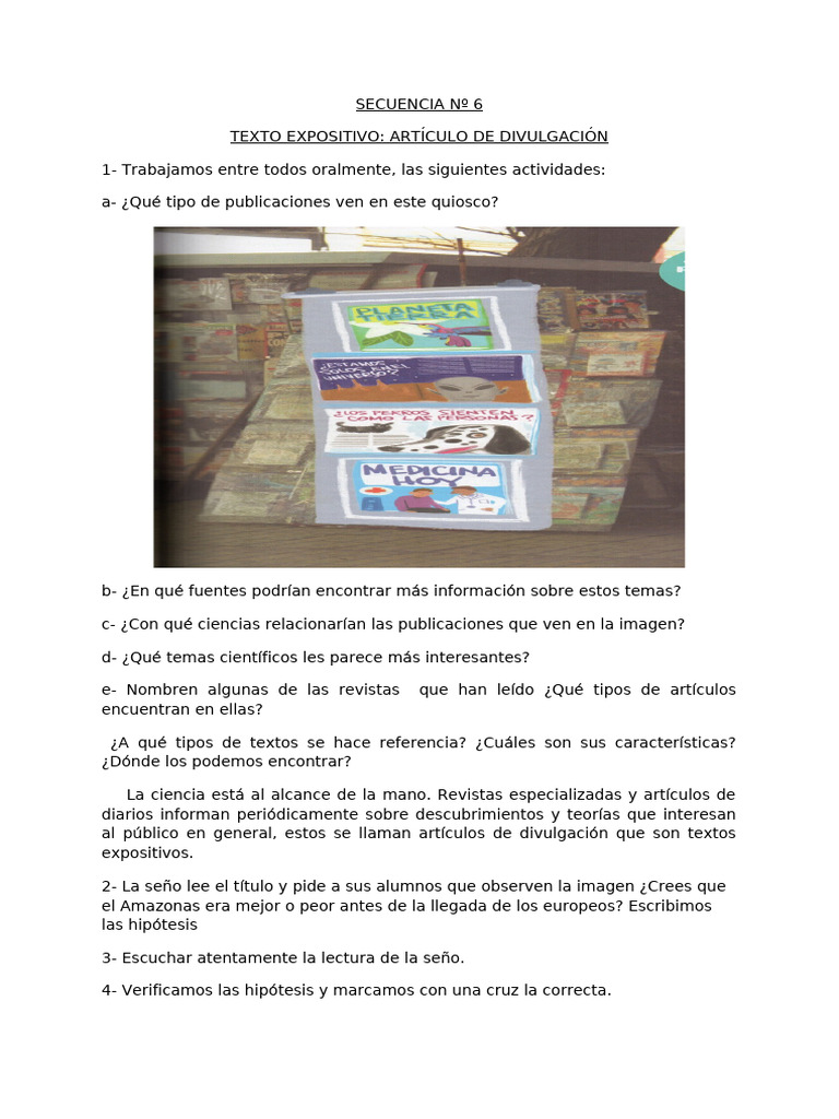 Secuencia #5 - Artículo de Divulgación Científica - 7mo | PDF | Adverbio | Predicado (Gramática)