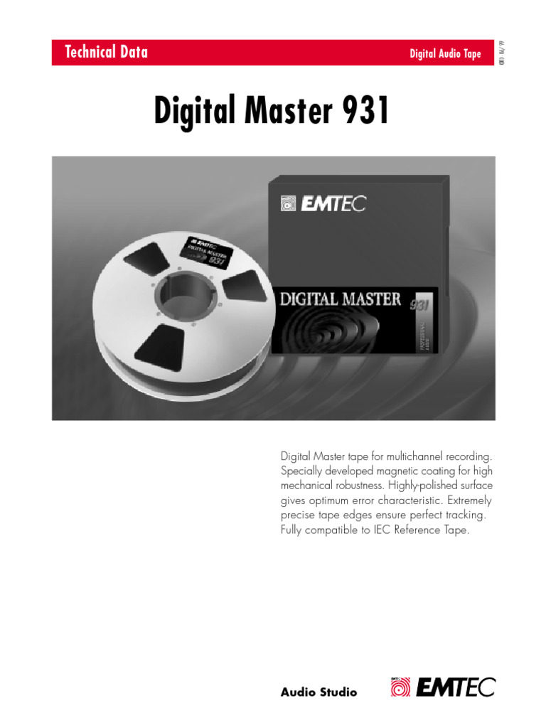 Emtec Digital Master Tape Brochure | PDF | Signal To Noise Ratio | Decibel