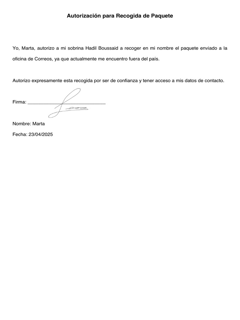 Autorizacion_Recogida_Paquete_Hadil_Actualizado | PDF