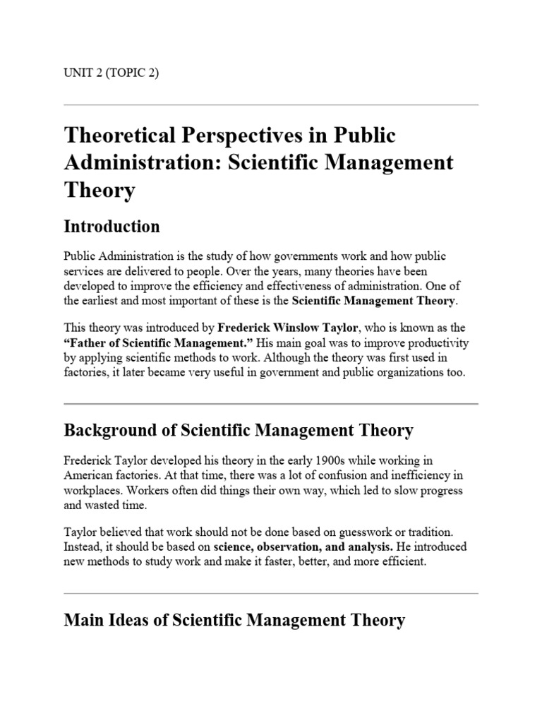 Scientific Management in Public Admin | PDF | Economies | Business