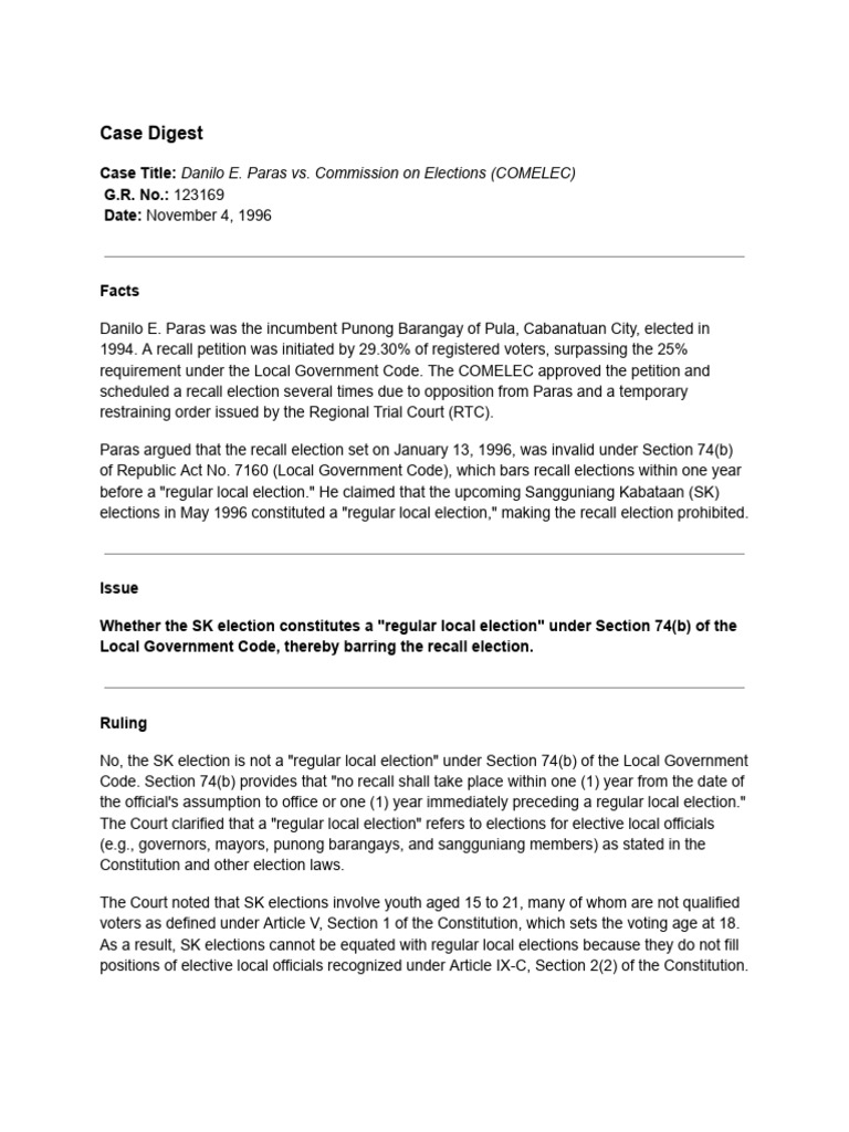 Supreme Court Rulings on Election Cases | PDF | Supreme Court Of The ...