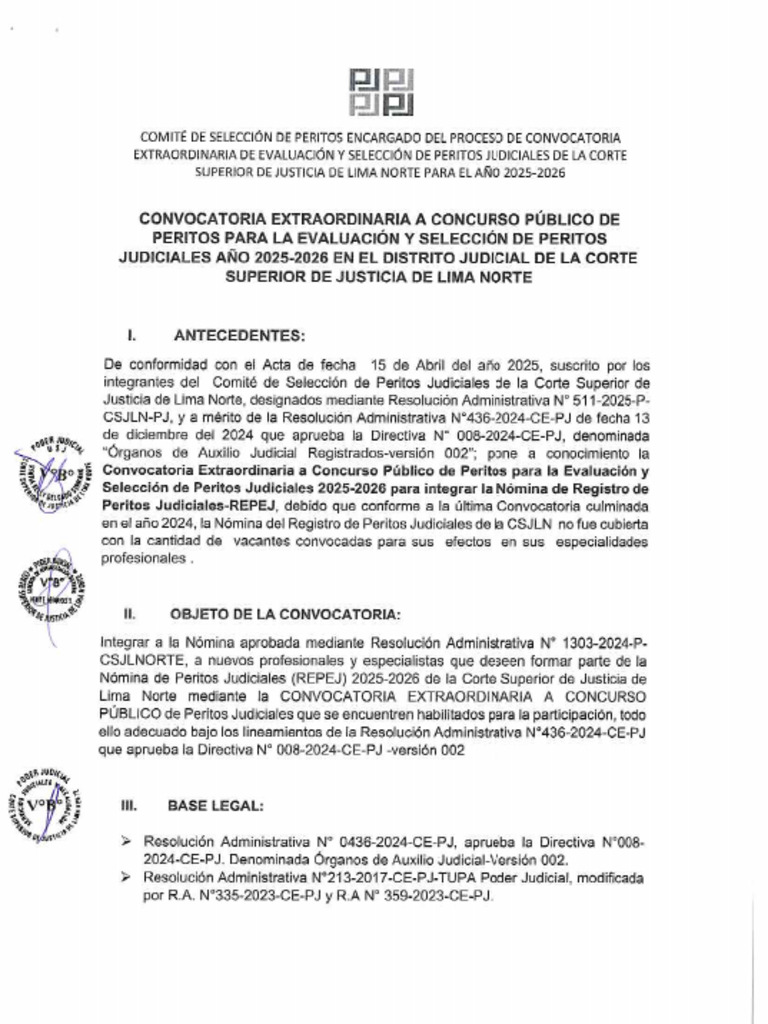 Convocatoria Peritos 2025-2026 | PDF