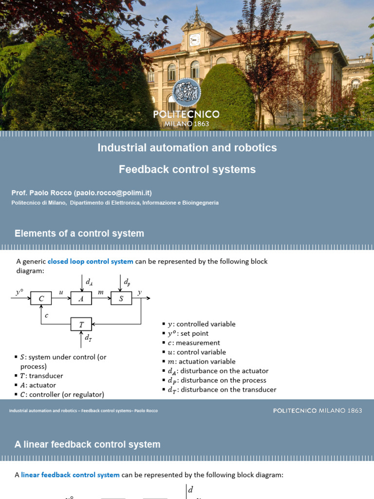 Feedback Control Systems | PDF | Control Theory | Telecommunications Engineering