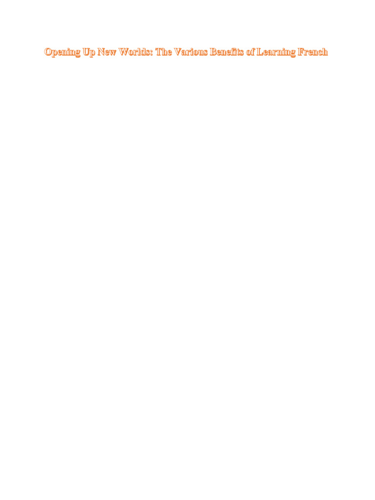 The Various Benefits of Learning French - Article | PDF ...