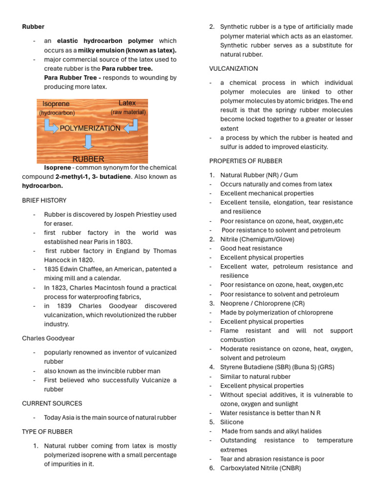 Overview of Rubber Types and Uses | PDF | Natural Rubber | Polymers