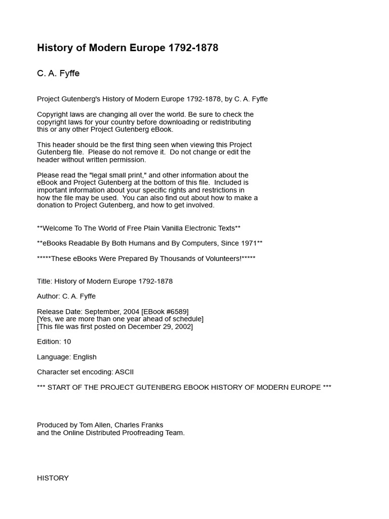 History of Modern Europe 1792-1878 | PDF | First French Empire ...