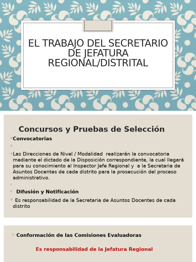 El Trabajo Del Secretario de Jefatura Regional | PDF | Aprendizaje
