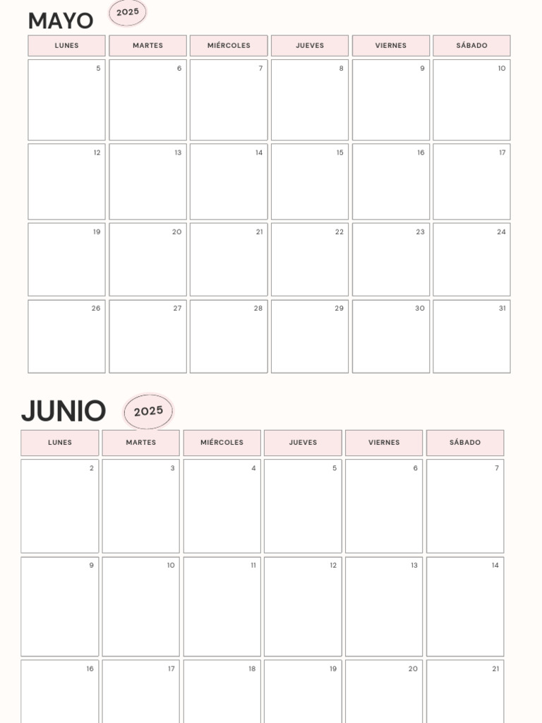 Calendario Mayo Junio | PDF