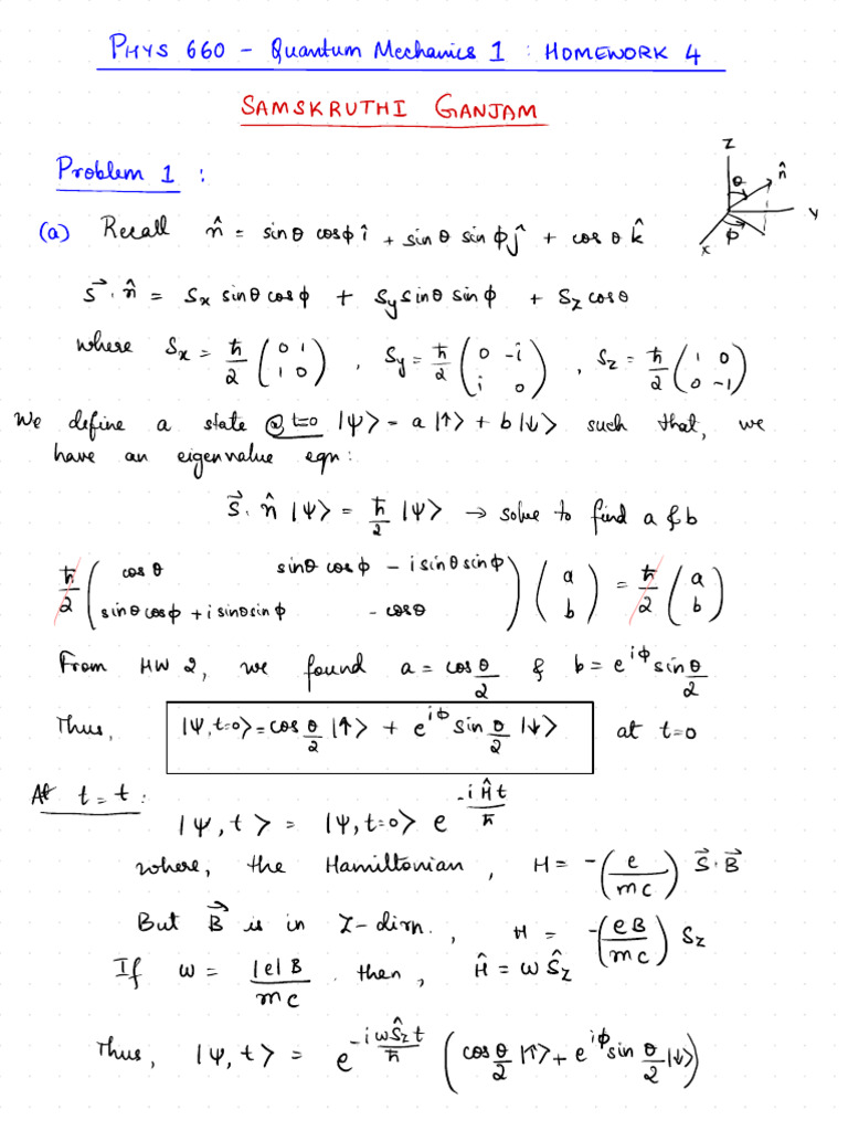 HW4 QM660 Ganjam | PDF | Theoretical Physics | Physics
