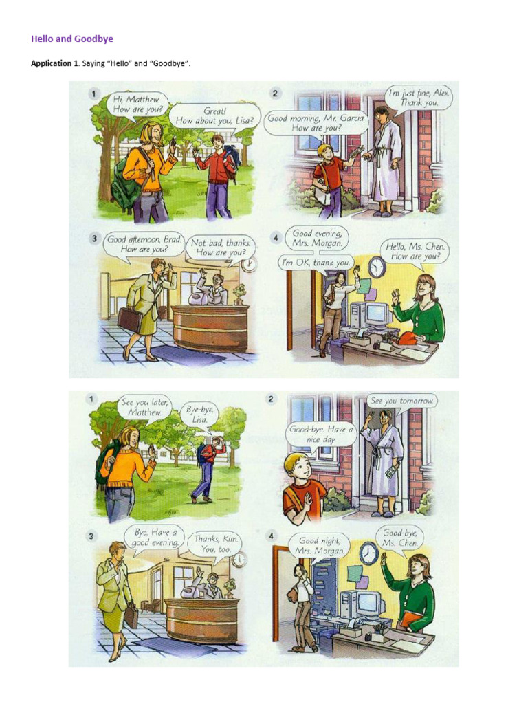 Application 1. Saying "Hello" and "Goodbye". | PDF
