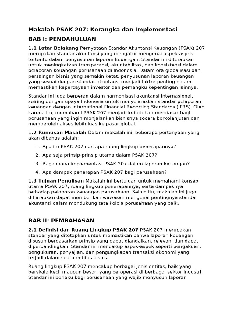 Pemahaman PSAK 207 dan Implementasinya | PDF