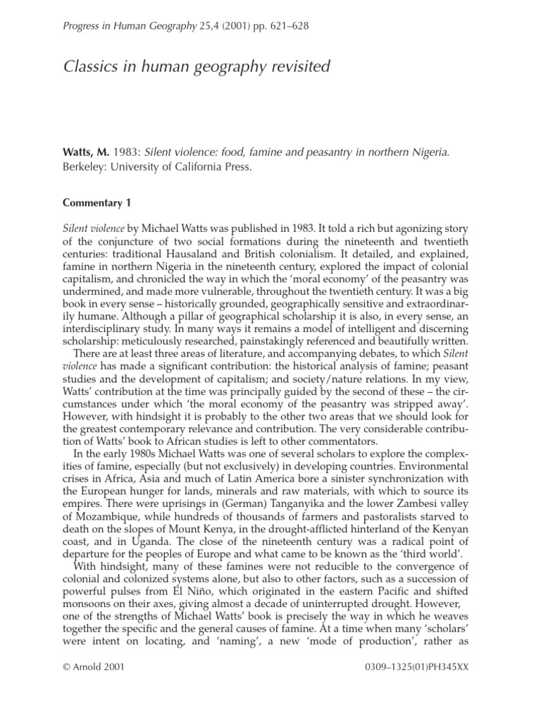 Revisiting Watts' Silent Violence in Geography | PDF | Famine ...