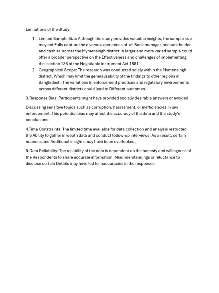 Limitation of The Study | PDF