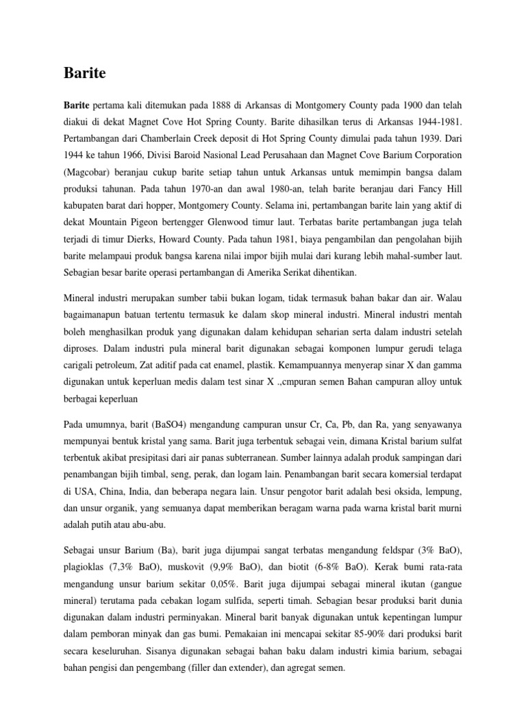 Barite | PDF | Sains & Matematika