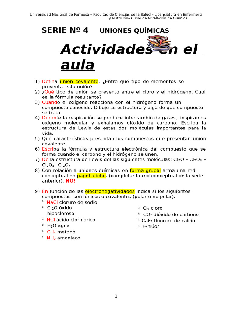 Estructura de Lewis del Cl2O5 y ácido hipocloroso | PDF | Enlace ...