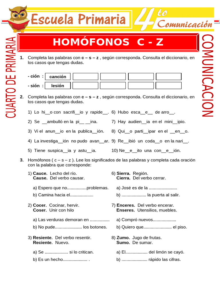 Homófonos C Z para Cuarto de Primaria | PDF | Cocinando | Alimentos