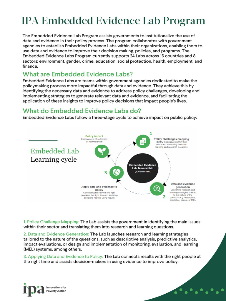IPA Embedded Evidence Lab Program 4 Pager | PDF | Policy | Cognition
