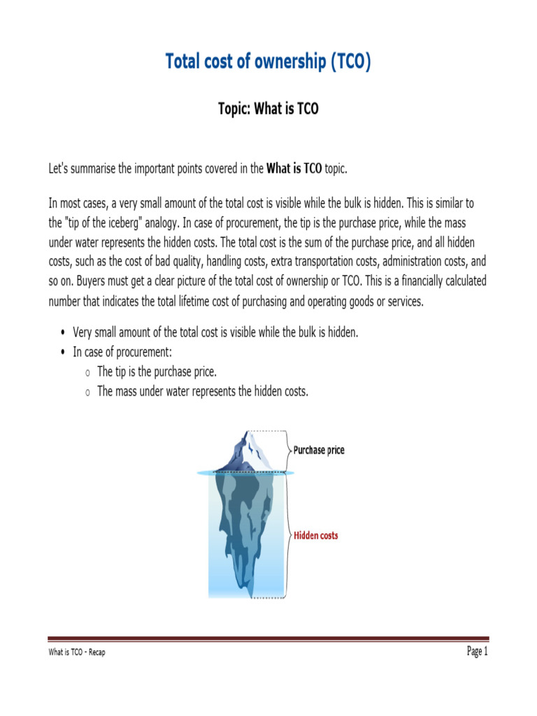 Understanding Total Cost of Ownership | PDF