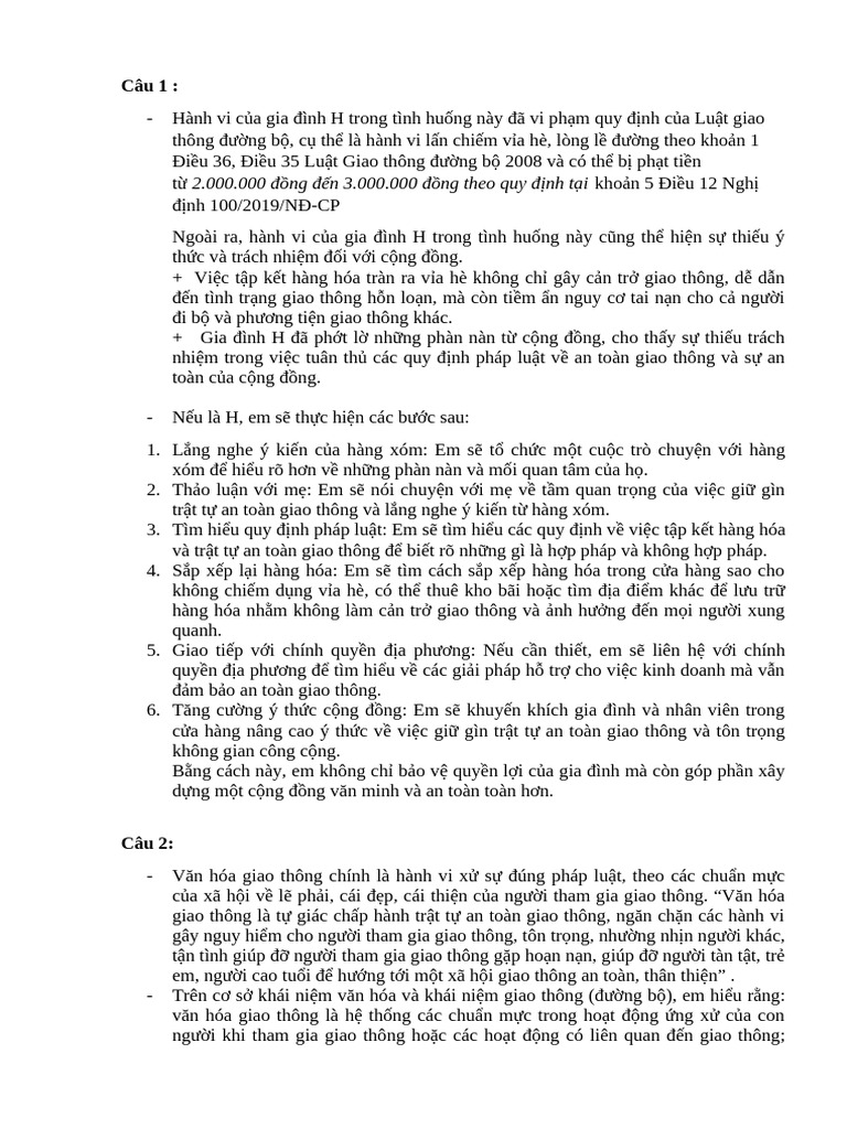 Đáp Án Cu C Thi Atgt 2024 | PDF