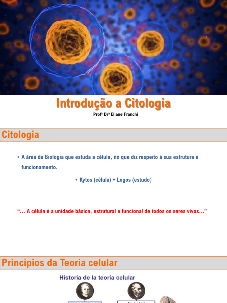 Aula - Intro A Citologia - Estrutura Celular - Sinalizazao Celular | PDF | Retículo ...