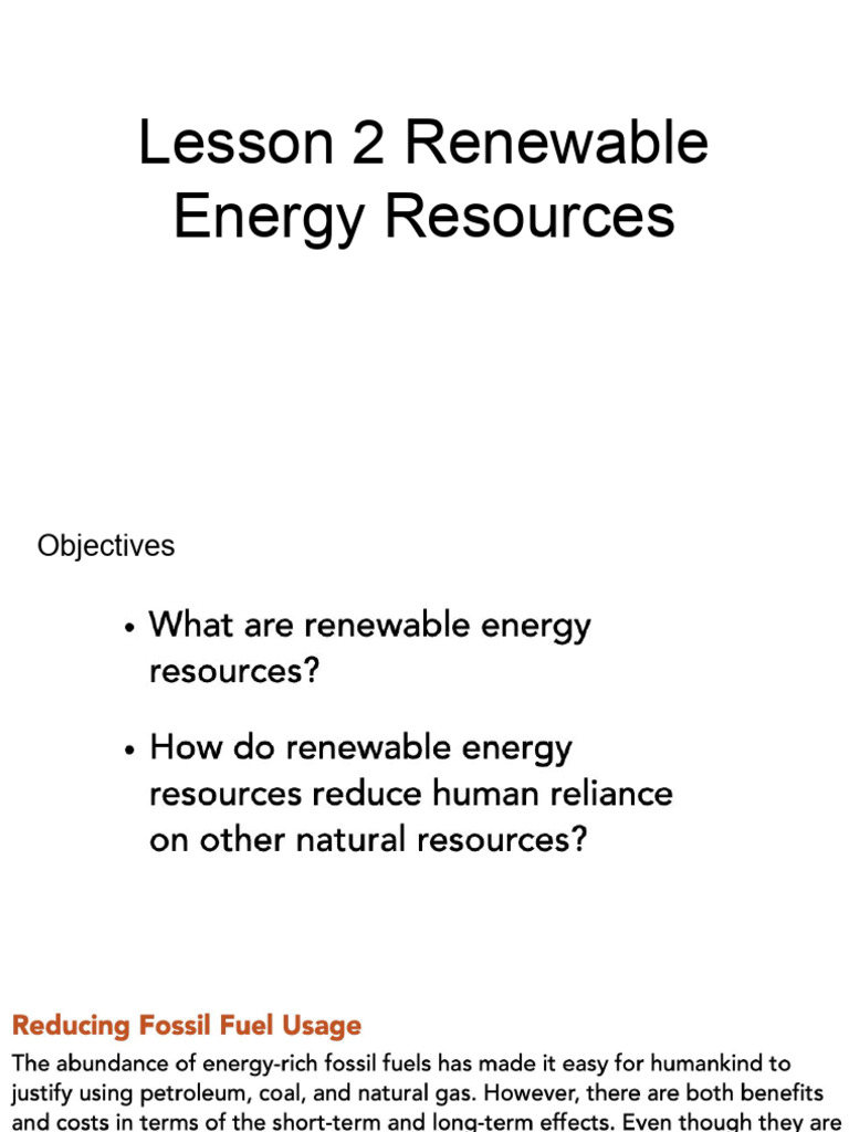 Lesson 2 Renewable Energy Resources | PDF