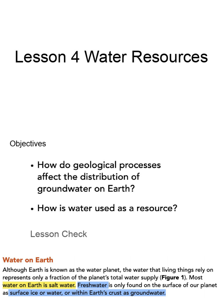 Lesson 4 Water Resources | PDF