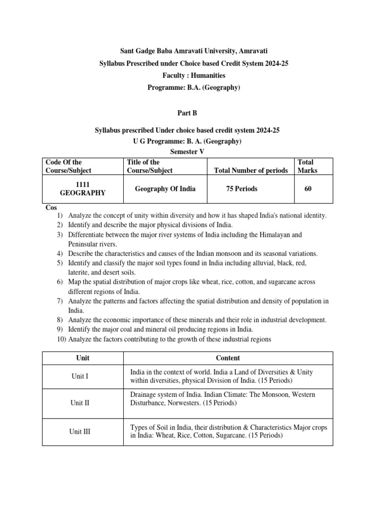 B.A. (Geography) - (CBCS) - (Syllabus) - Sem. V & VI | PDF | Surveying ...