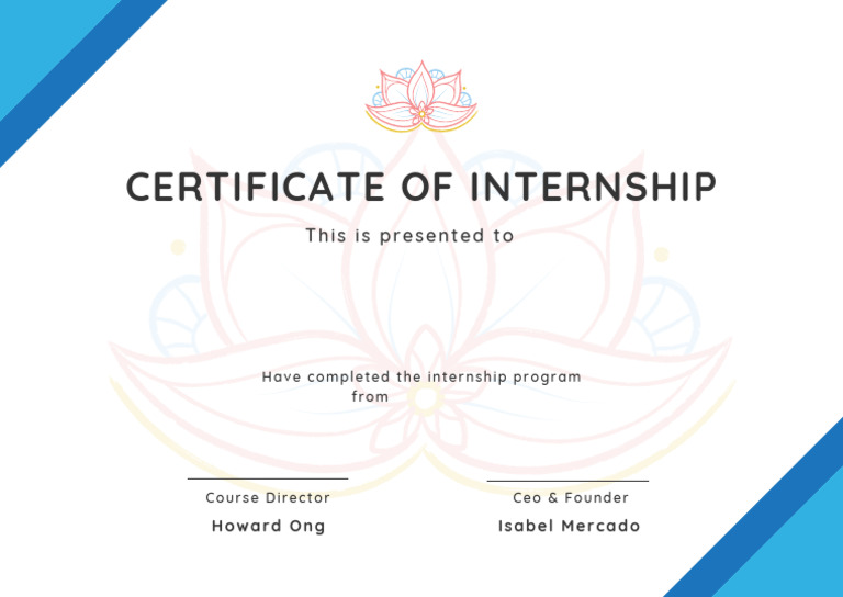 White Blue Illustrtated Flower Internship Certificate | PDF