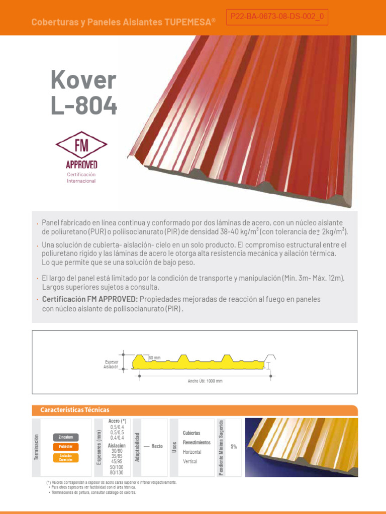 Ficha Tecnica Themopanel Techo | PDF | Aislamiento térmico | Materiales